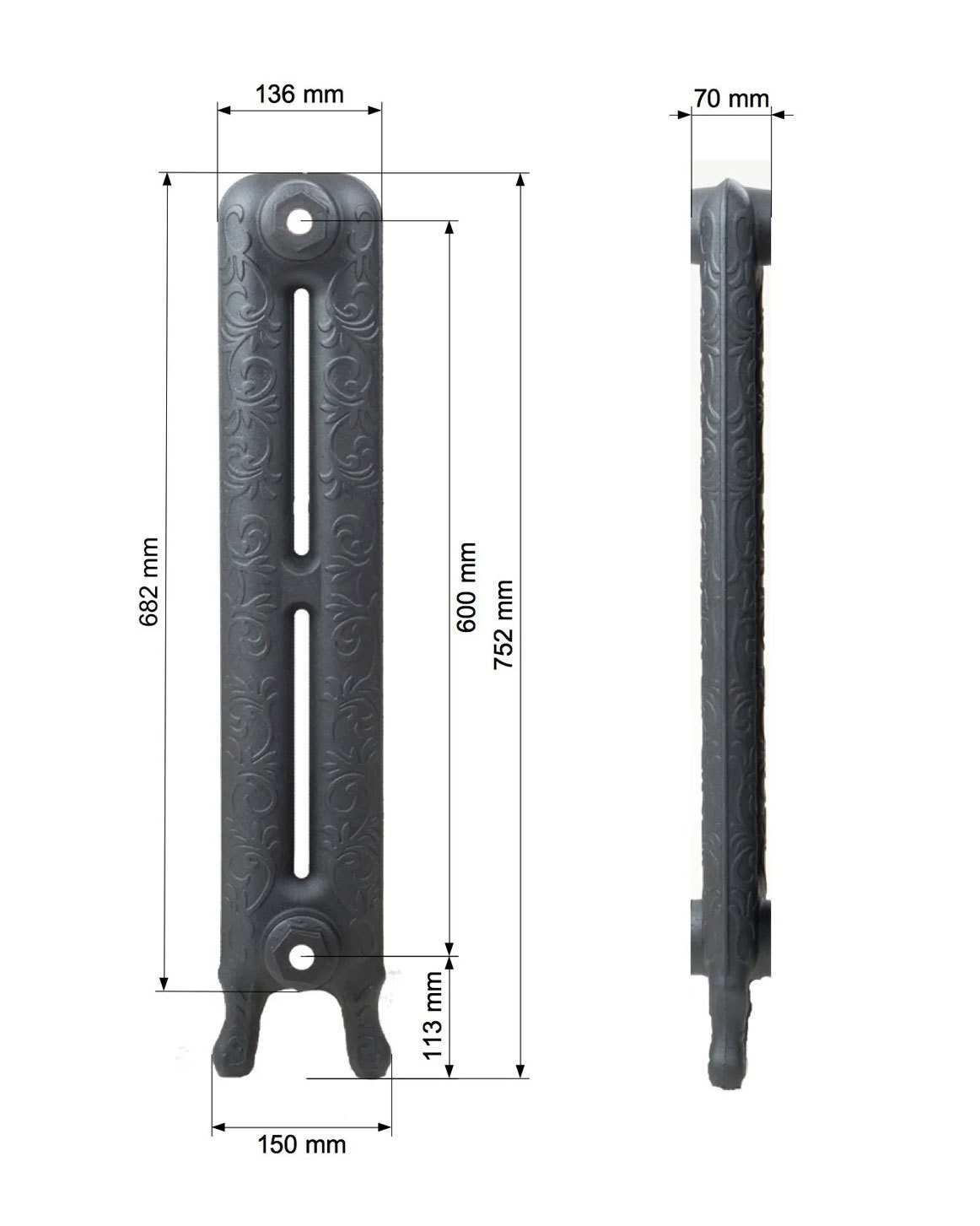 Guratec Jupiter 760/05 MattWeiss- чугунный дизайн радиатор цена 52 753 ...