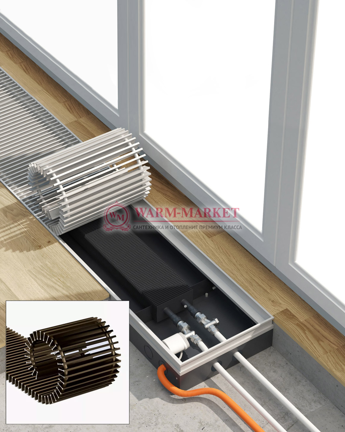 Конвектор внутрипольный Helios Therm Alpha (CIA) без вентилятора ...